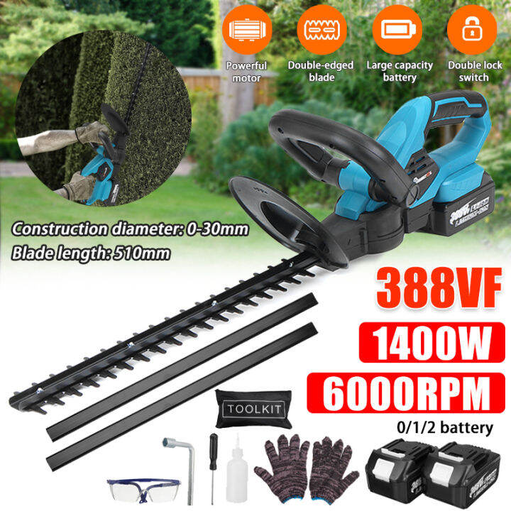 MUSTOOL 1400W 388VF 6000rpm Cordless Electric Hedge Trimmer Brushless ...