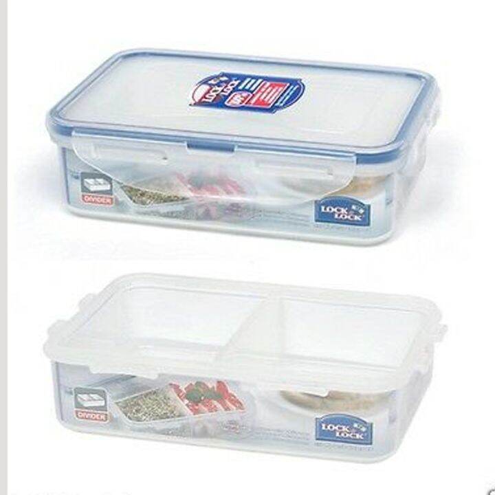 LocknLock Classic Airtight Rectangular Food Container with Divider 550ML HPL815C | Lazada PH