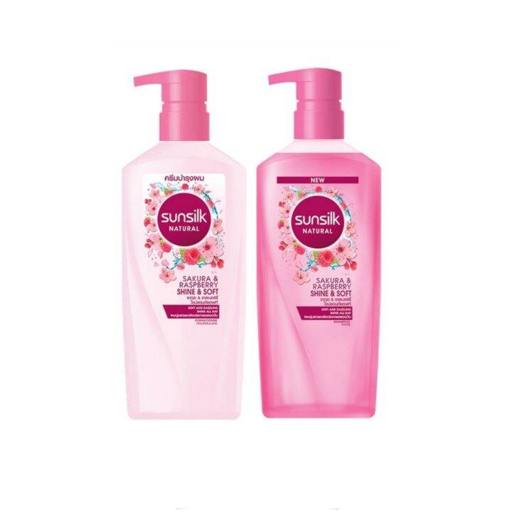 Sunsilk Natural Sakura Raspberry Shampoo 450 ml. + Conditioner 390 ml ...