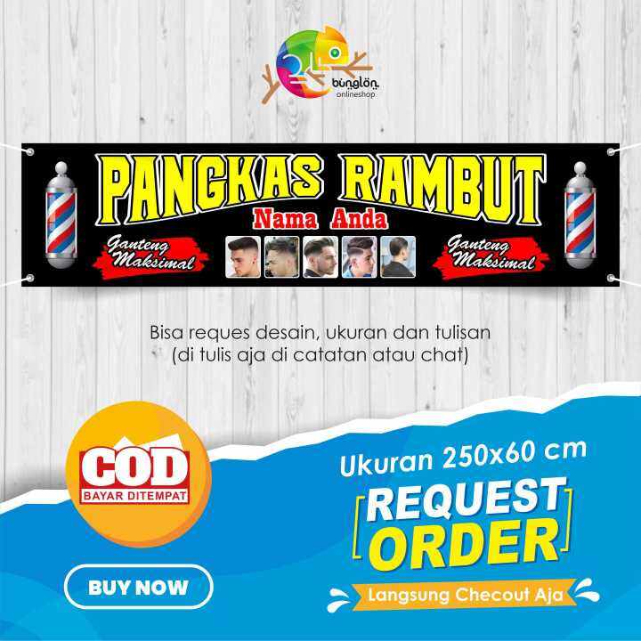 Spanduk, Banner Pangkas Rambut Ganteng Maksimal Bisa Custom Nama ...