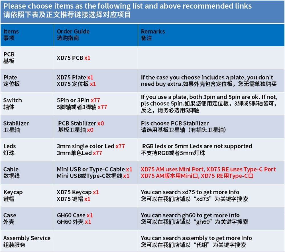 xd75re xd75am xd75 Custom Mechanical Keyboard 75 keys Underglow RGB PCB ...