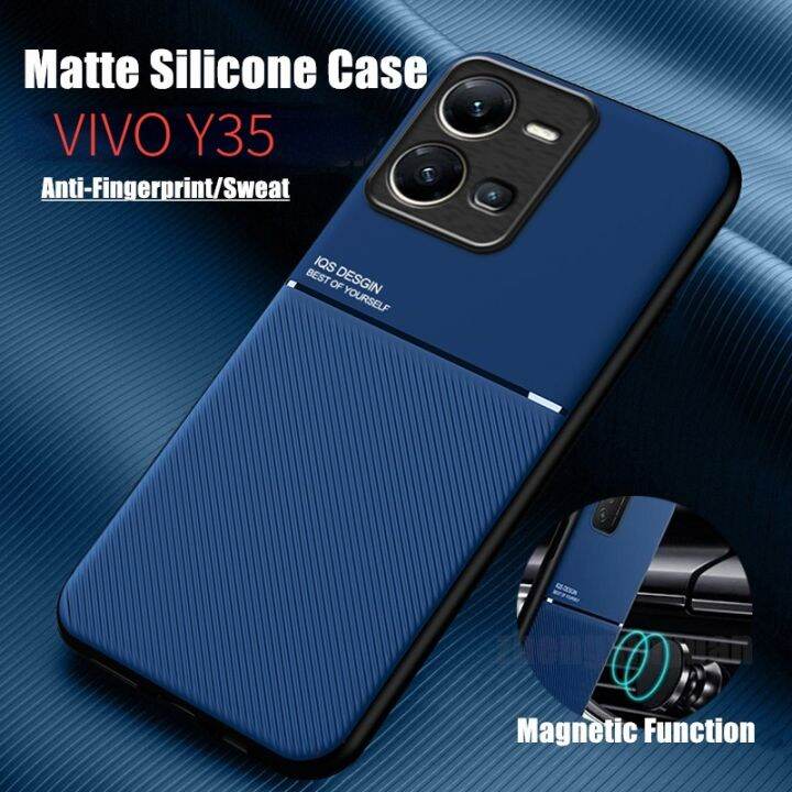 Leather texture Case for VIVO Y35 4G Phone Case Magnetic Car Holder ...