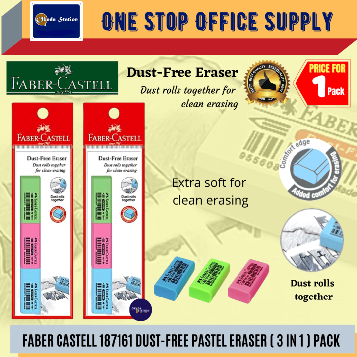 (RM2.20) Faber Castell Dust Free Colour Eraser (3 in 1) / Eraser ...