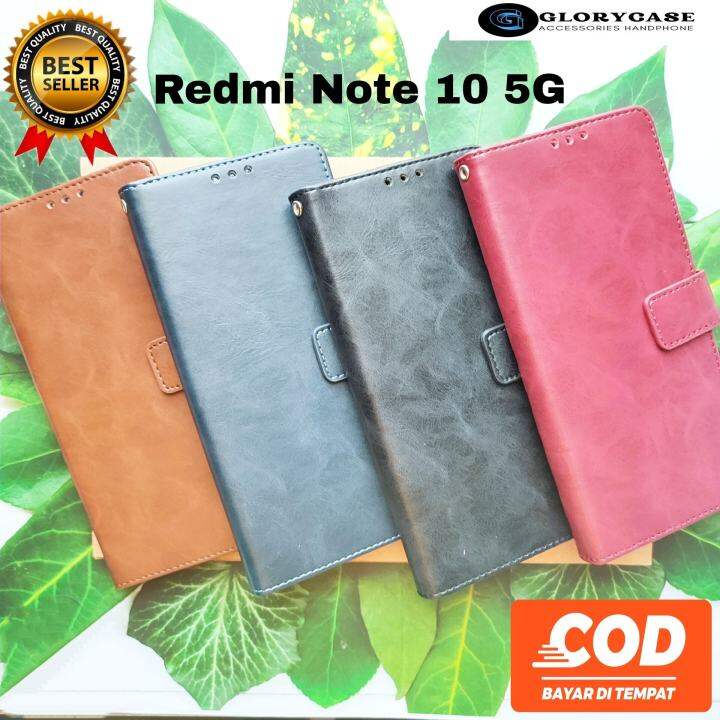 Flip leather case dompet kulit Xiaomi Redmi Note 10 5G | Lazada Indonesia