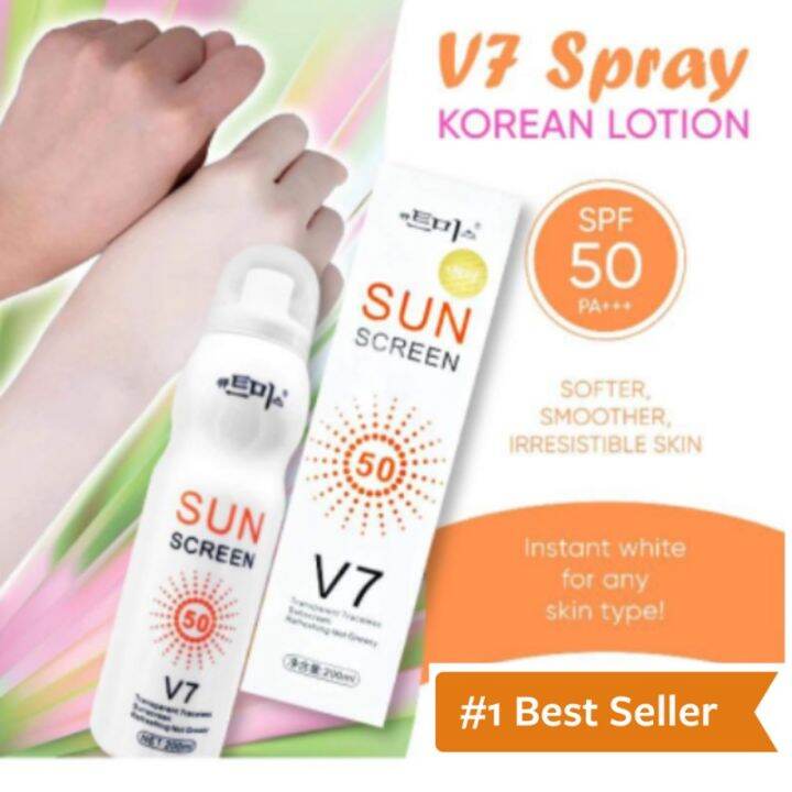 V7 Korean Sunscreen Spray Lotion SPF50 Whitening For Men And Women, Sun ...