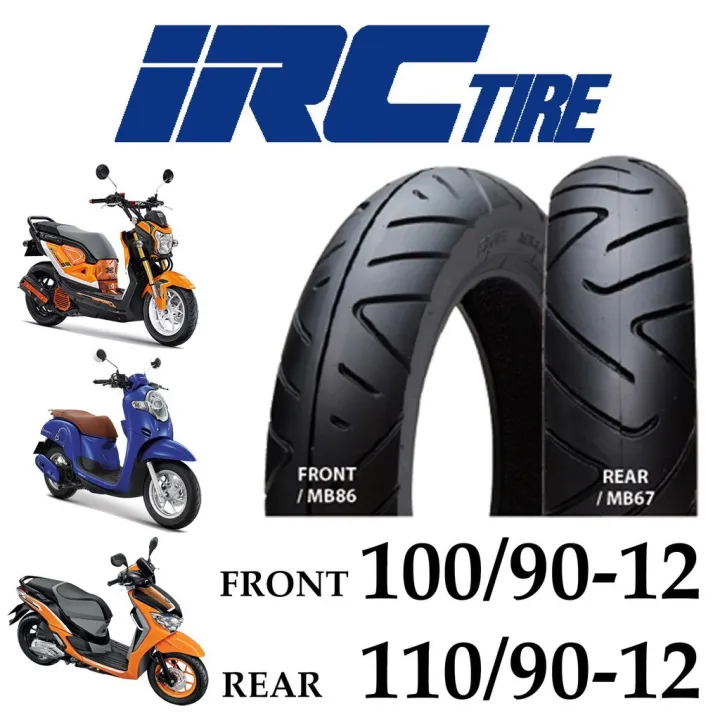 ยางนอกหน้า-หลัง IRC MB86,MB67 100/90-12 + 110/90-12 Tubeless for ZOOMER-X, Scoopy-i S12, Moove ...