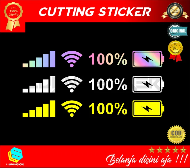 Stiker Viral / Baterai Wifi / Sinyal 100% / stiker HP Phone / sticker ...