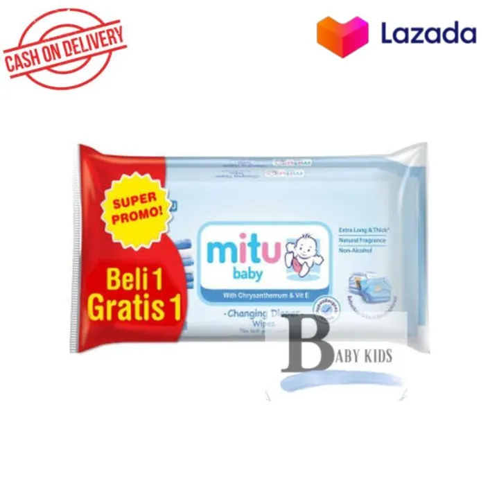 Buy 1 Get 1 - Mitu Baby Wipes Tissue Ganti Popok Changing Diaper 50s 50 ...