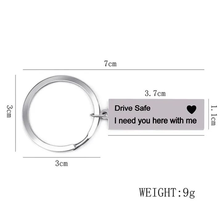 Drive Safe Be Safe Keyring Letter Engraved Keychain Couples Gift ...