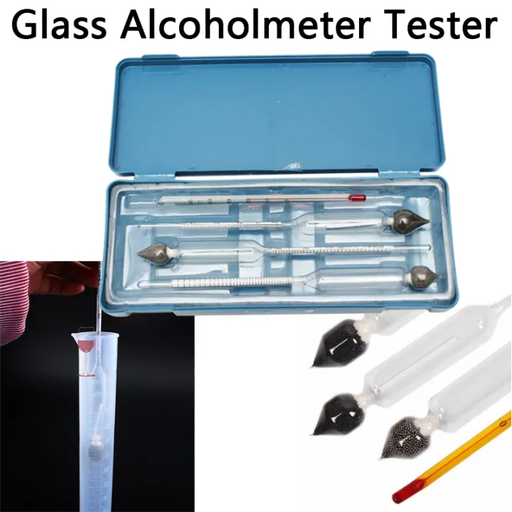 3 Pcs 0-100% Hydrometer Alcoholmeter Tester Set Alcohol Concentration ...