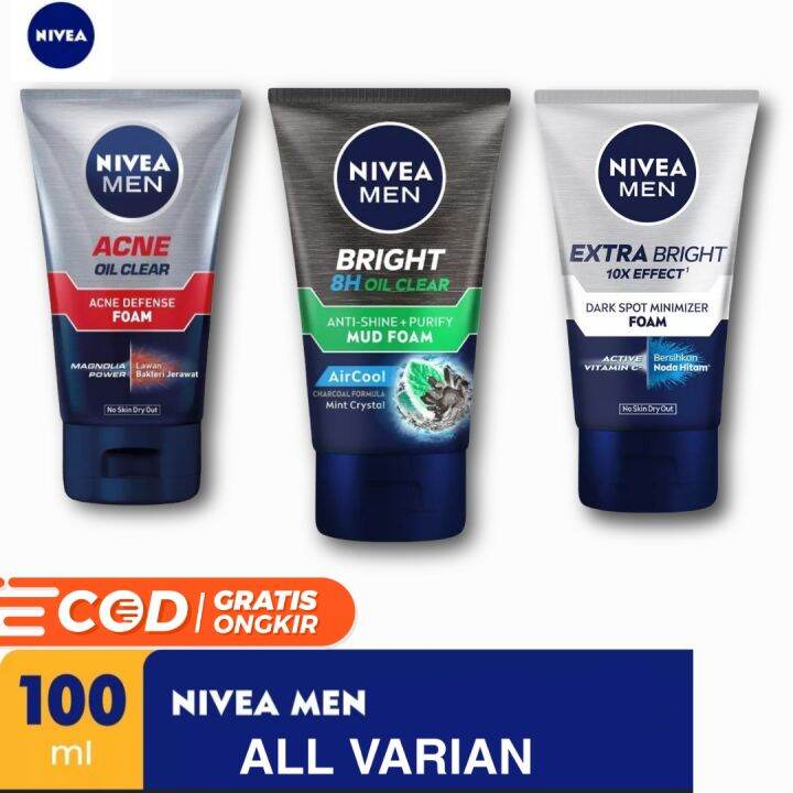 NIVEA MEN FACIAL FOAM 100 ml | sabun cuci muka ALL VARIAN | Lazada ...