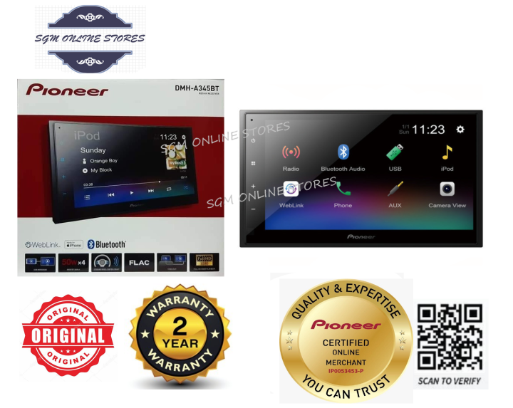 Pioneer DMH-A345BT - AV Multimedia Car Player with Mirroring / Weblink ...