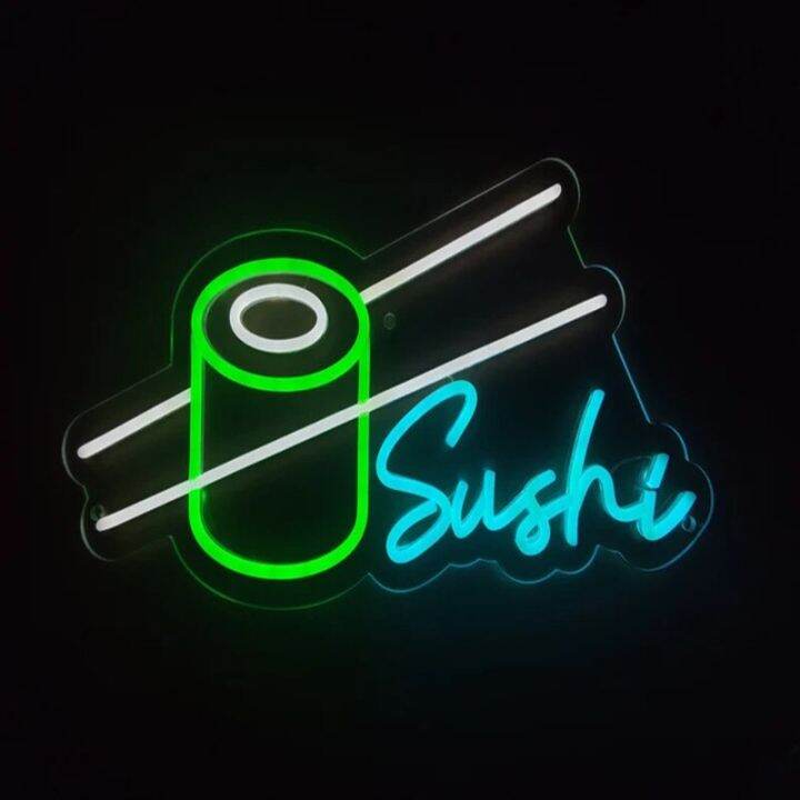Sushi neon sign sushi roll set neon lights japanese restaurant led ...