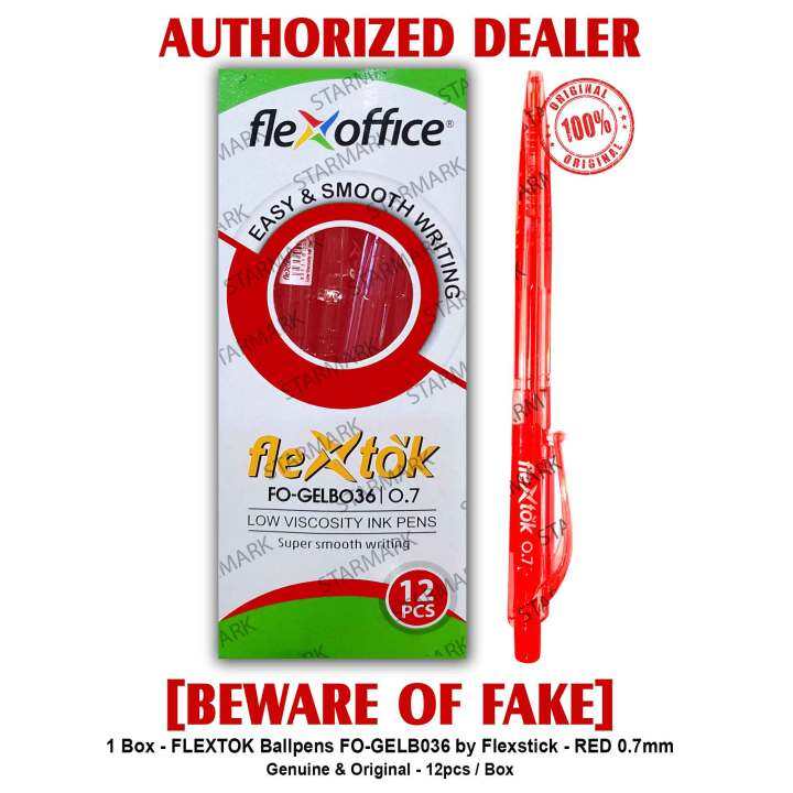 Flextok Ballpen Ballpens 0.7mm RED Retractable by Flexstick Flexoffice ...