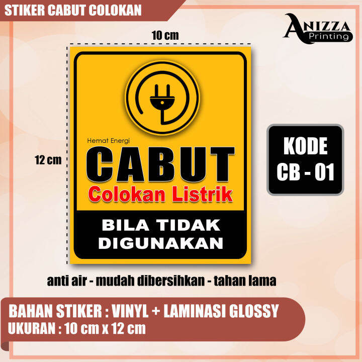 STIKER CABUT COLOKAN LISTRIK ( LAMINASI GLOSSY ) | Lazada Indonesia