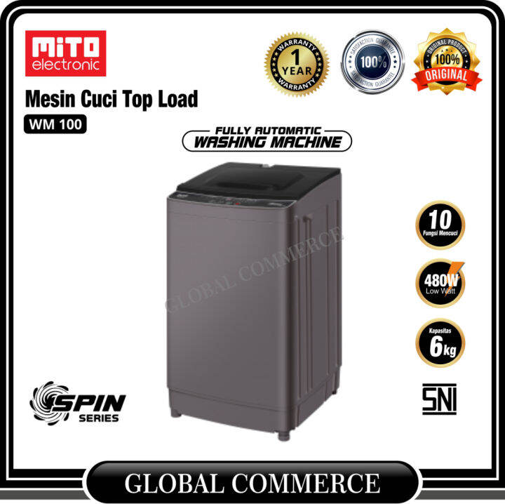 MITO Mesin Cuci 1 Tabung Full Otomatis WM100 Kapasitas 6 KG WM 100 | Lazada Indonesia