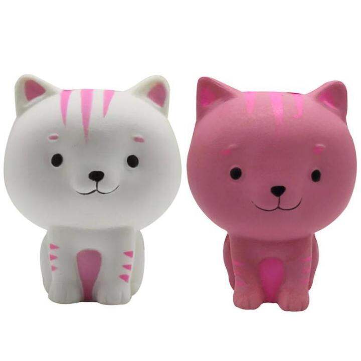 Slow Rising Squishy Cartoon cats Anti Stress Toys White/ Pink Slow ...