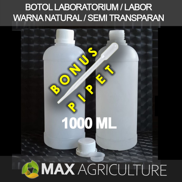 Botol Agro Labor tebal volume 1000 ml kosong termasuk sumbat dan tutup ...