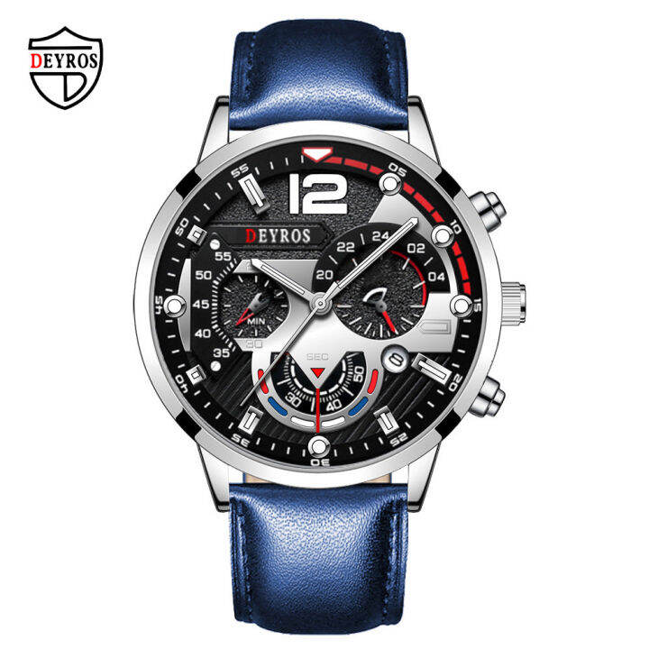 DEYROS Watch for Men New Calendar Watch Calendar Men's Watch Leather ...