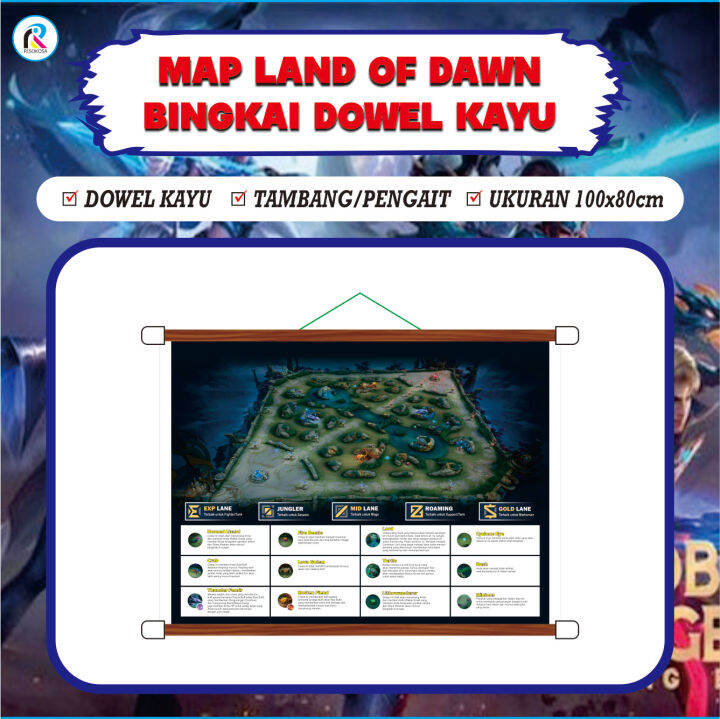 HIASAN DINDING MAP MLBB BINGKAI DOWEL KAYU UKURAN 100x80cm | Lazada ...