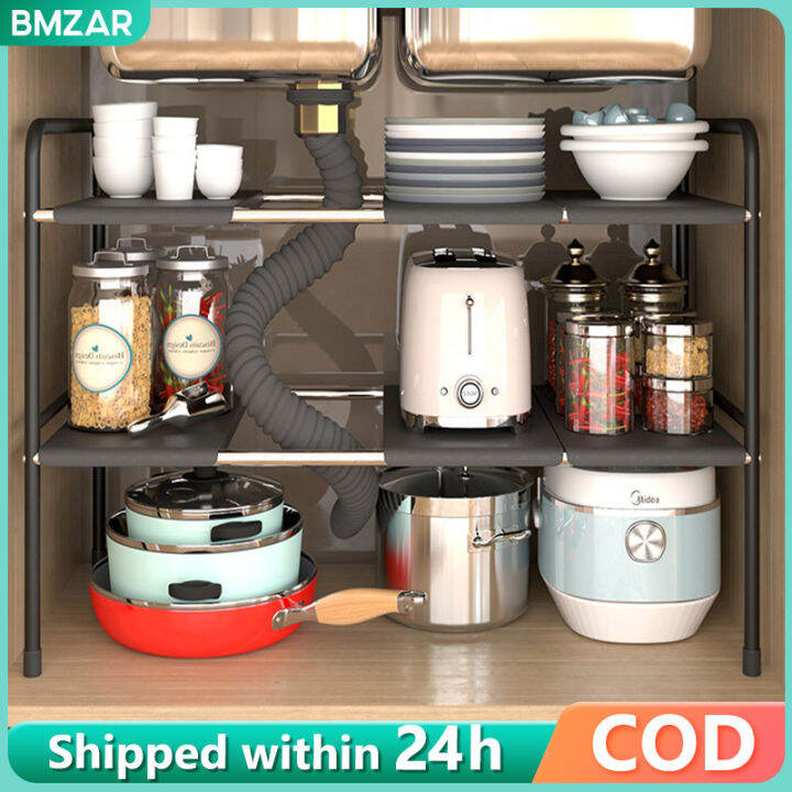 Extendable Adjustable Height Stainless Steel Kitchen Organizer Under ...