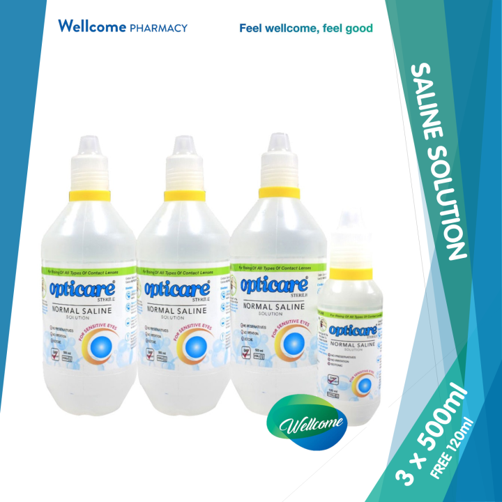 Opticare Sterile Normal Saline Solution - 3 x 500ml (Triple Pack ...