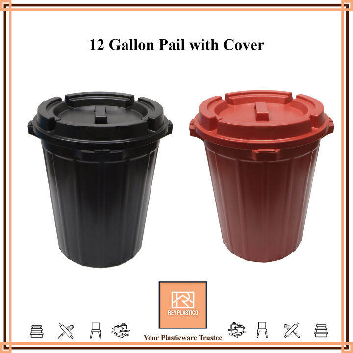 12 Gallon Pail with Cover/ Garbage Bin with Cover/ Plastic Dustbin with Cover/ Big Rubbish bin ...