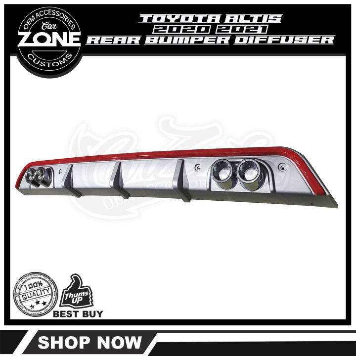 Toyota Altis 2020-2021 Rear Bumper Diffuser (Silver with Red Line ...