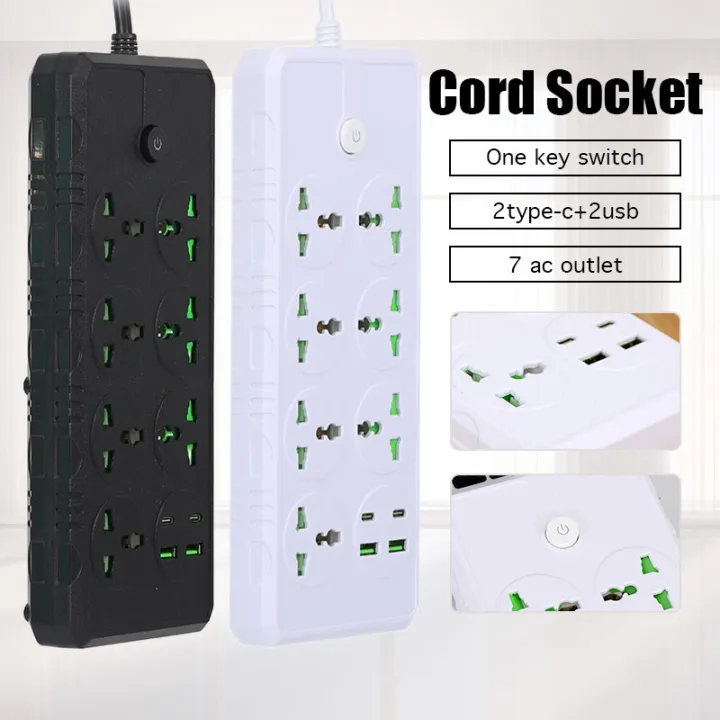 Universal Socket Outlet 3.1A Power Strip with Switch Extension Cord 5/7 ...