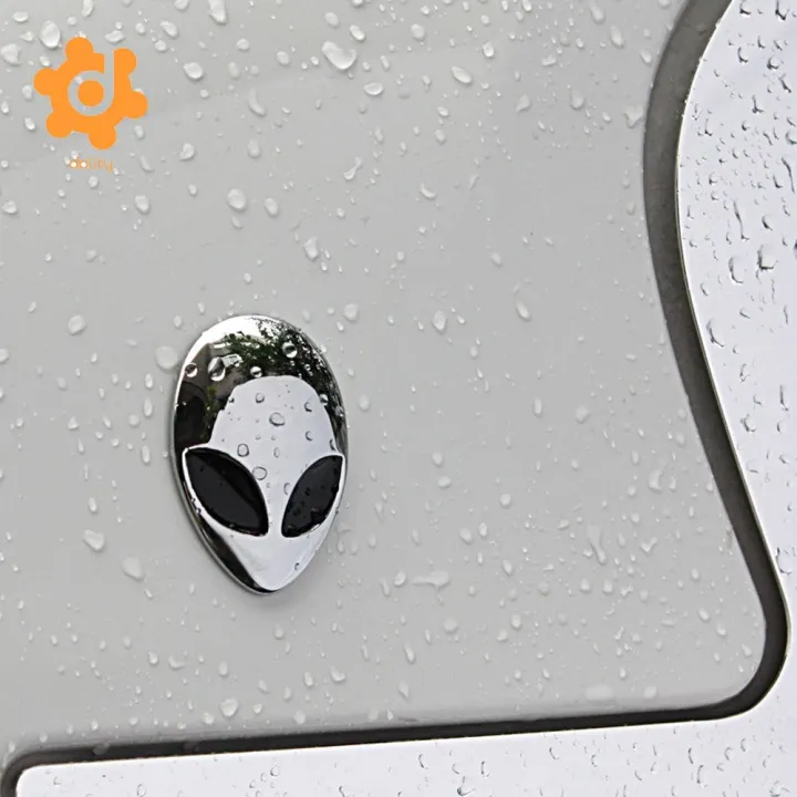 Full Metal 3D Alien Head Auto Logo Sticker Badge Emblem Car Decals ...