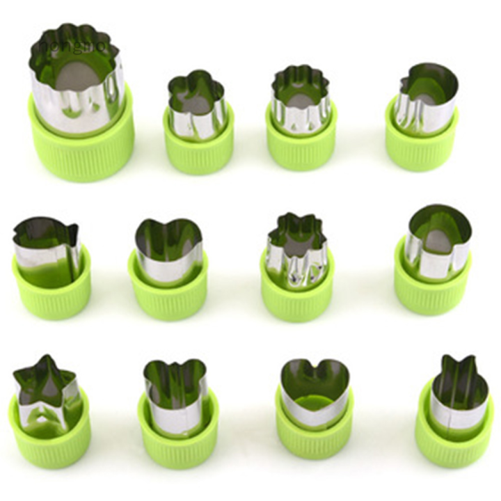 12pcs Stainless Steel Fruit Vegetable Mini Cookie Shape Cutter Set Kid ...