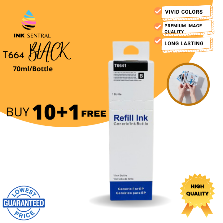 10+1 Epson 664 BLACK Compatible Refill Ink for Epson L120 ink L121 ink L360 ink Printers | Lazada PH