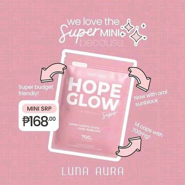 LUNA AURA Hope Glow Advanced Glutathione Super Mini 700mg/14 Capsules ...