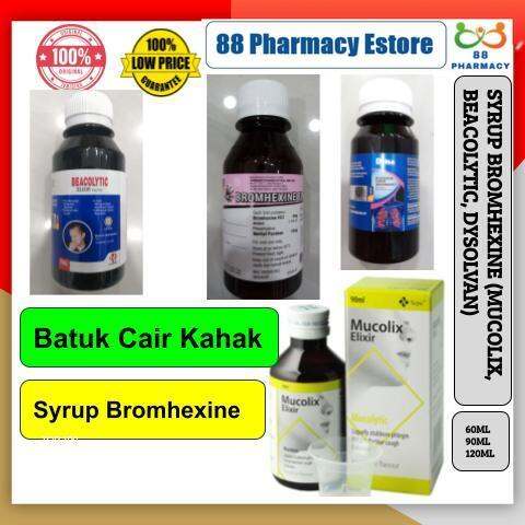 Mucolix / Beacolytic/Bromhexine Elixir Syrup 90ml /120ml (Cair Kahak ...