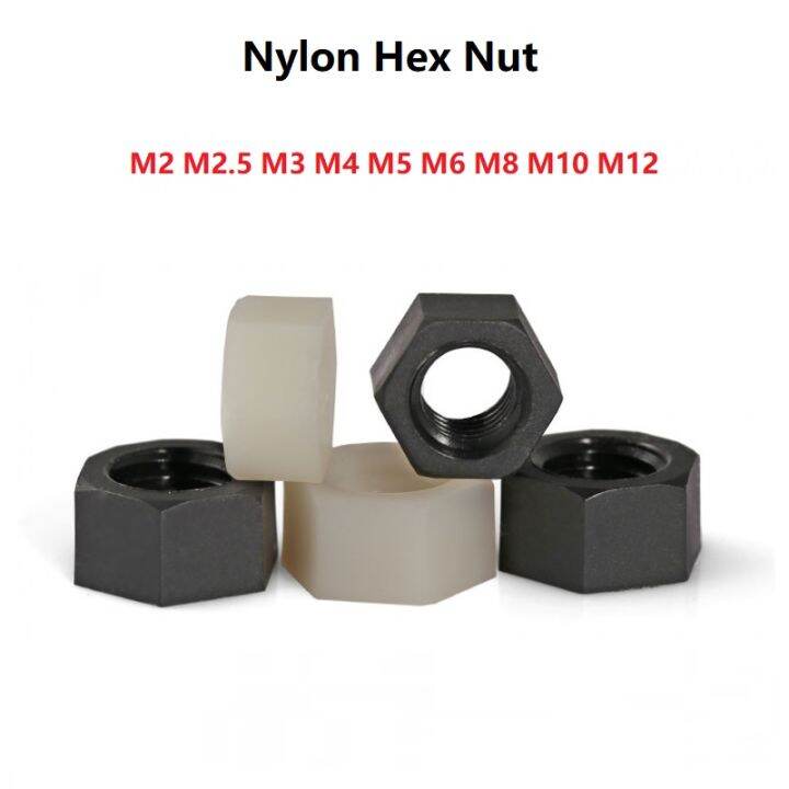Nylon Hex Nut M2 M2.5 M3 M4 M5 M6 M8 M10 M12 White And Black Nylon Plastic Hex Nut Nuts-50 ...