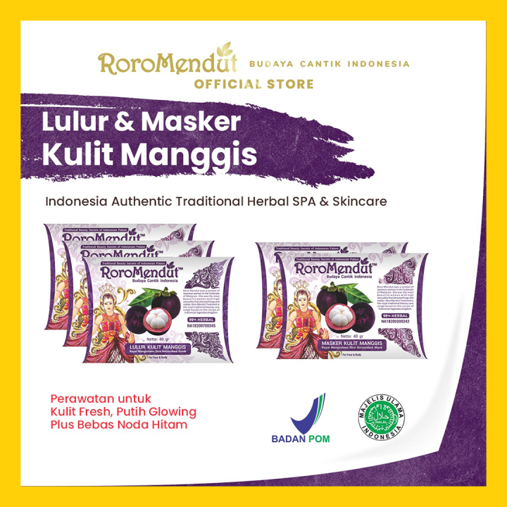 RORO MENDUT Paket Lulur & Masker Kulit Manggis 40 gr (2 Lulur & 3 ...