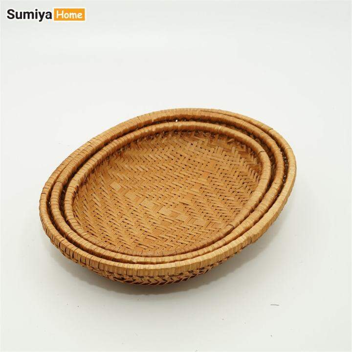 Rổ tre hun khói hình bầu dục, nguyên liệu tự nhiên thân thiện với môi ...