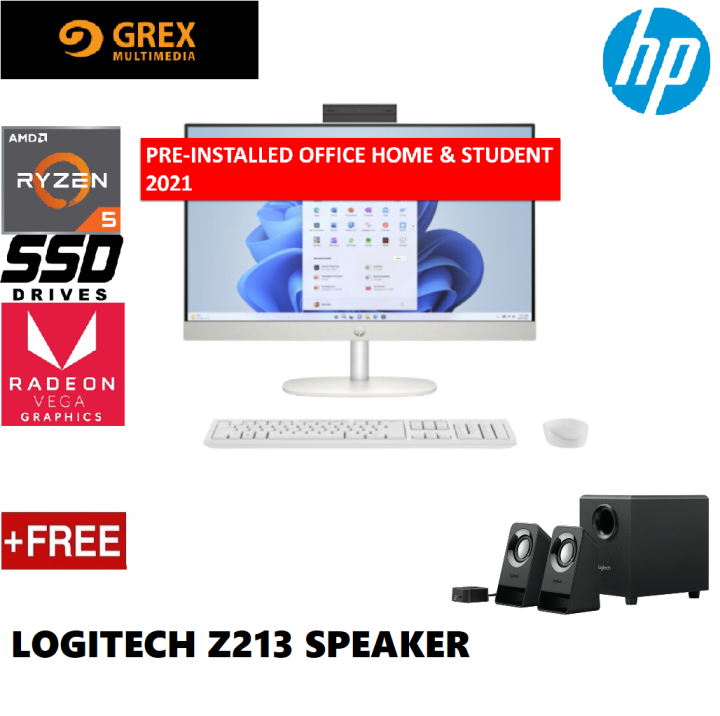 HP 24-CR0012D AIO PC (RYZEN 5 7520U,16GB,512GB SSD,23.8" FHD IPS,RADEON GRAPHICS,WIN11)FREE ...