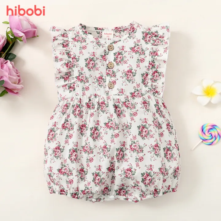 Hibobi เสื้อผ้าเด็กทารกหญิงแรกเกิดทารกหวานจับจีบสีพื้น Romper สำหรับทารกสาวขนาด1-18เดือน ...