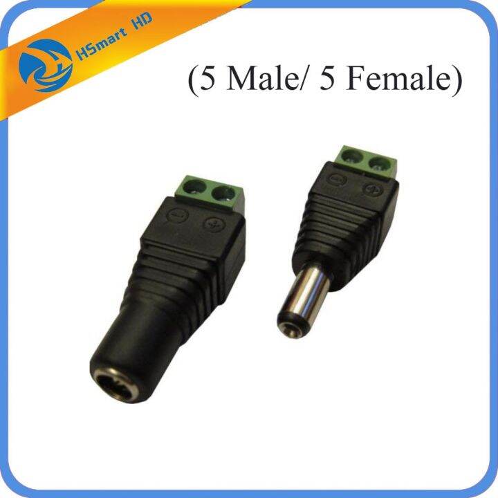 Camera Power 5 Male/ 5 Female 2.1X5.5Mm 2.1Mm DC Power Jack Adapter ...