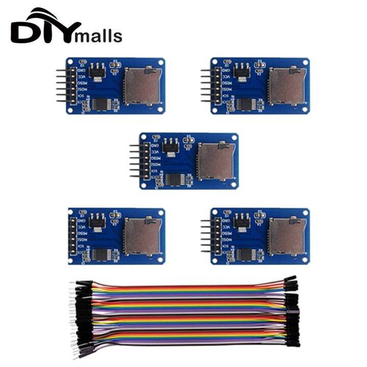 DIYmalls 5PCS SD Card Module Mini TF Card Reader Writer Sensor + 40P ...