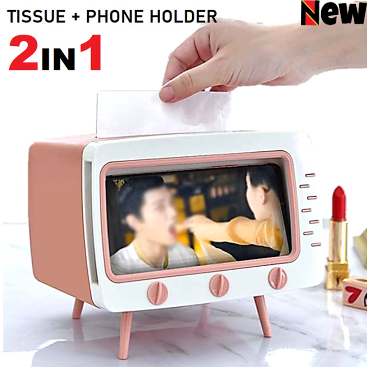 【in Spot】 2-in-1 TV tissue box mobile phone holder desktop tissue ...