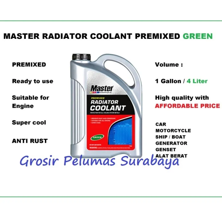 Master Cairan Air Radiator Water coolant Premixed galon 4 liter 4liter ...