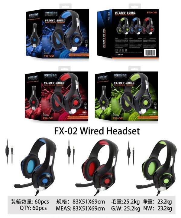 [FX-02 ] HEADPHONE MUSIC PRO GAMING FX-02 /HEADSET GAMING COLOURS TYPE FX-02 | Lazada Indonesia