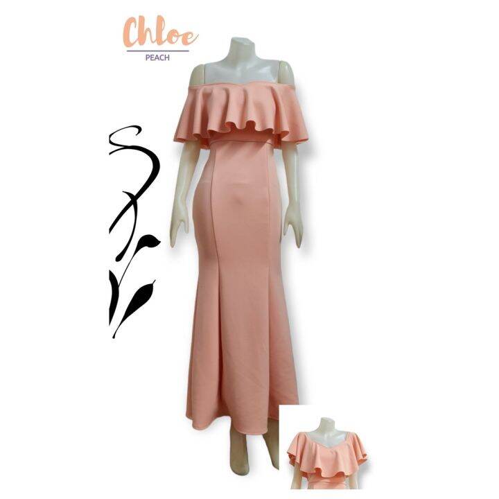 CHLOE Off Shoulder Gown Maxi Wedding Ninang Bridesmaid Entourage ...