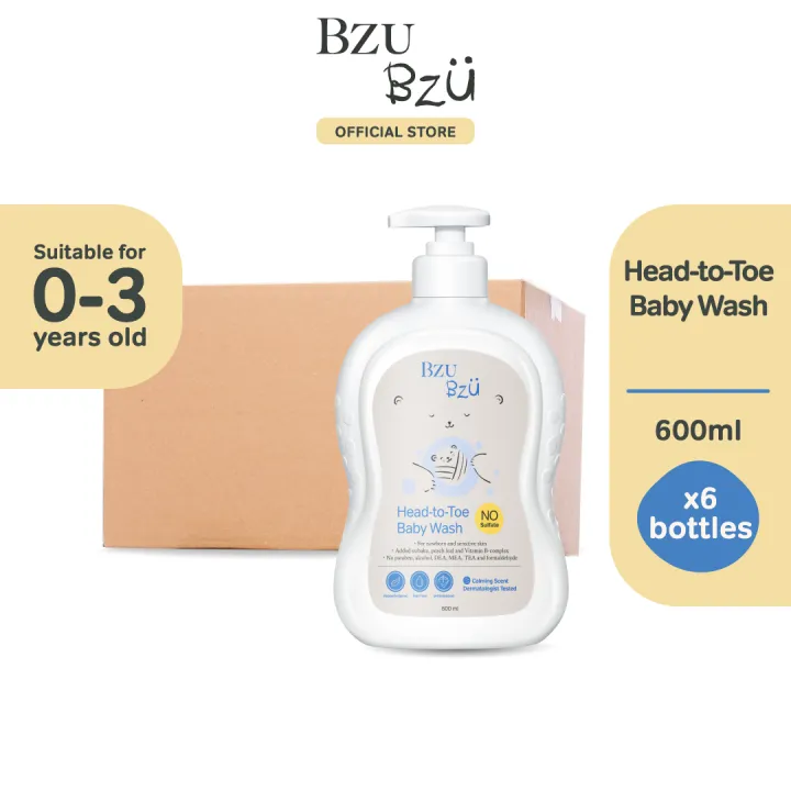 [6-in-1 Bundle] BZU BZU Head to Toe Baby Wash (600ml x 6) | Lazada