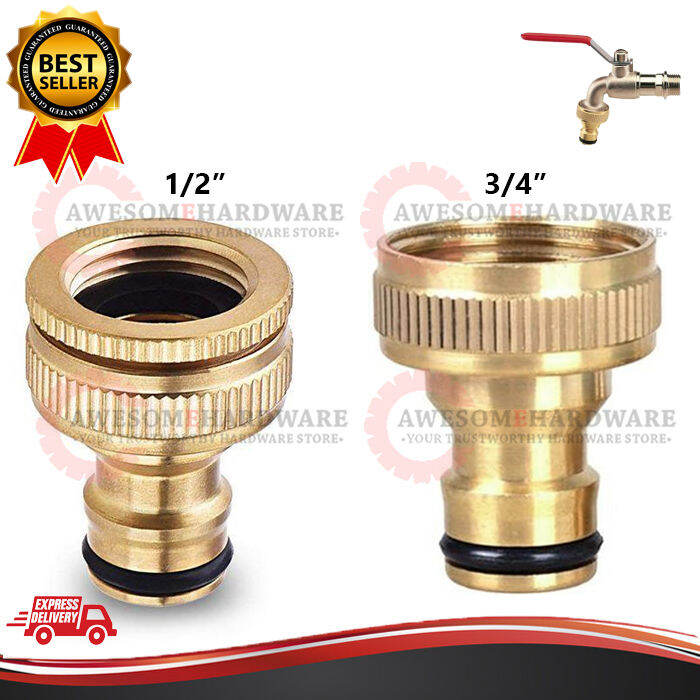 1/2" OR 3/4" BRASS TAP ADAPTOR ADAPTER CONNECTOR FOR WASHING MACHINE ...