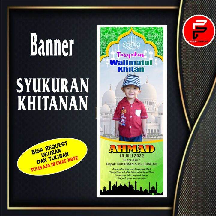 Banner Syukuran Khitanan / Spanduk Sunat / Banner Kustom ukuran 60 x 160 cm | Lazada Indonesia