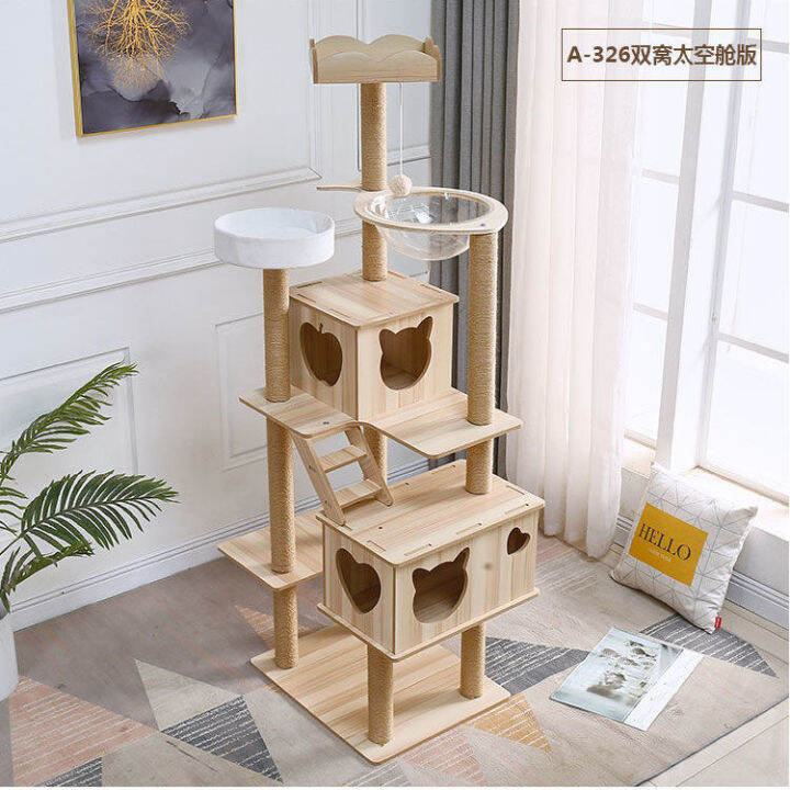 Cat Climbing Frame Space Capsule Wooden Multi-Layer Cat Tree Cat Rack ...