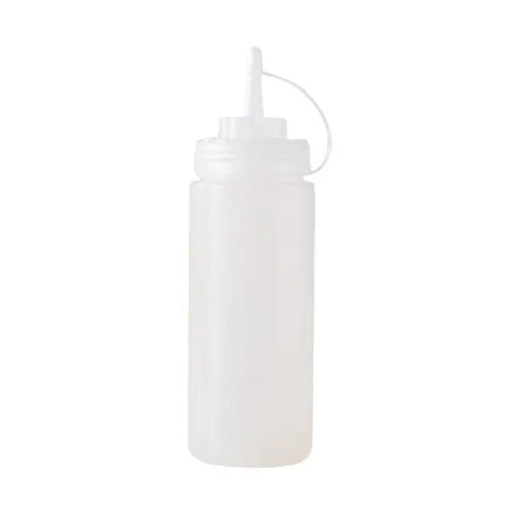 240ml PE Plastic Clear Squeeze Bottle With Lid Condiment Cruet Kitchen Sauce Dispenser ...